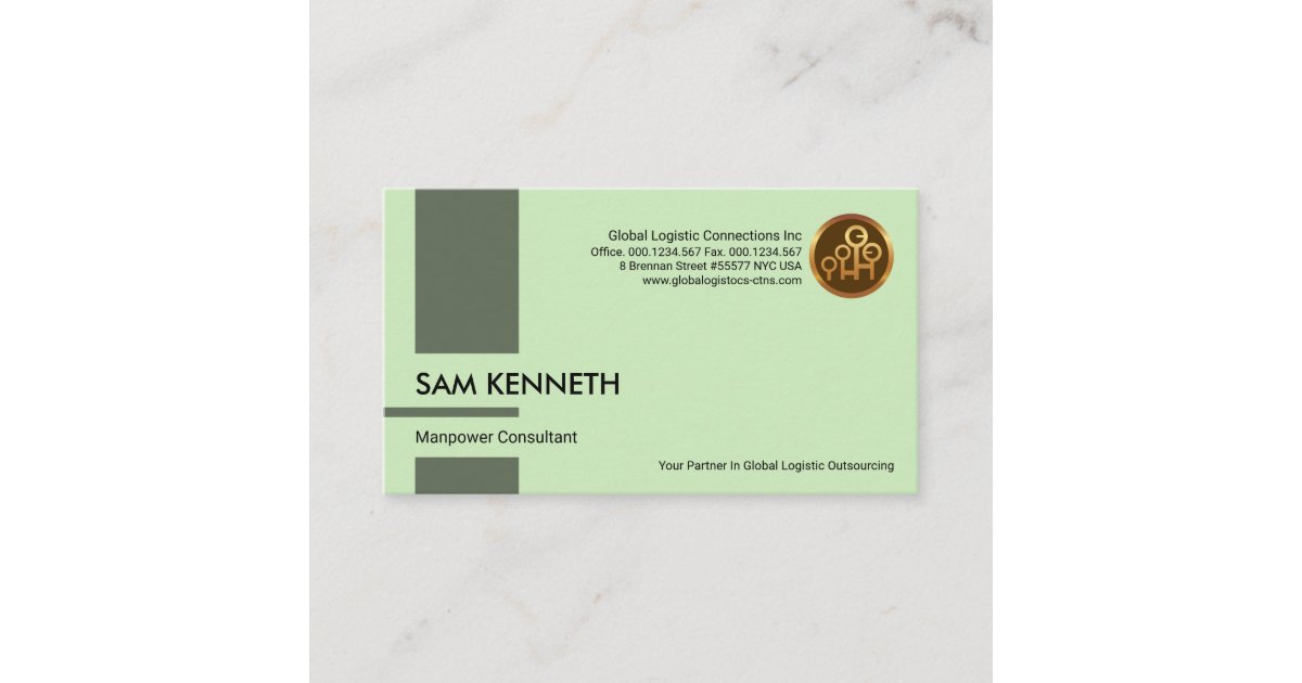 Vertical Column Stripe Manpower Recruitment Business Card | Zazzle