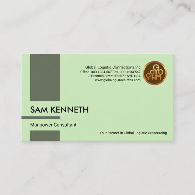 Vertical Column Stripe Manpower Recruitment Business Card | Zazzle