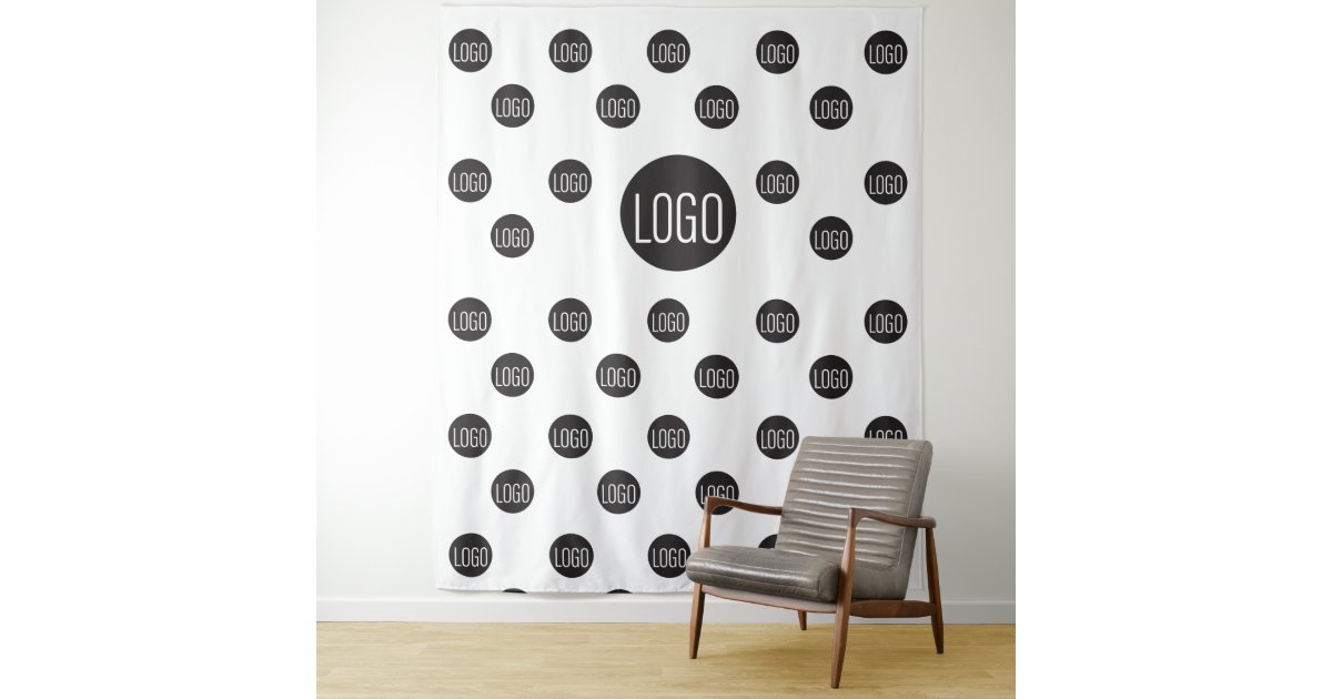 Vertical Custom Logo Company step and repeat Tapestry | Zazzle