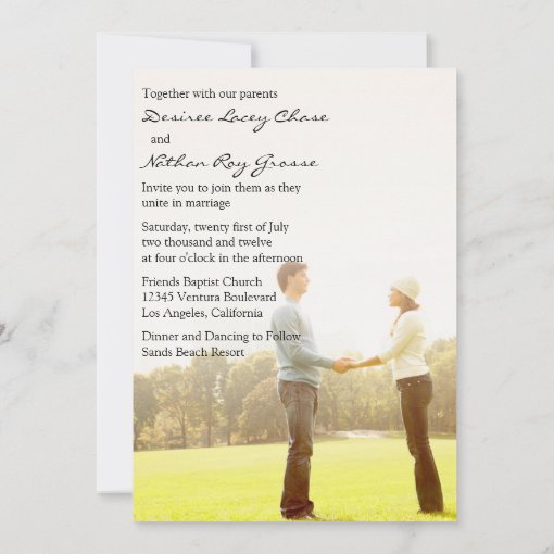 Vertical Customizable Photo Wedding Invitation | Zazzle