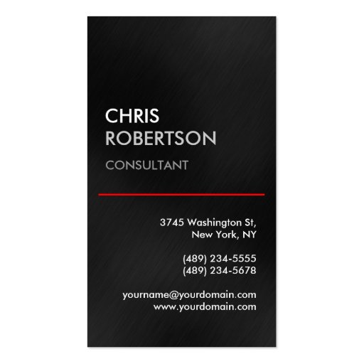 Vertical Gray Red Line Attractive Business Card