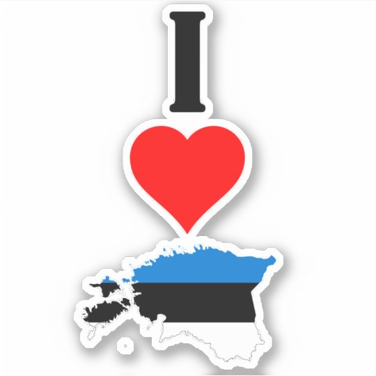 Vertical I Love Estonia Estonian Map and Flag Sticker | Zazzle.com