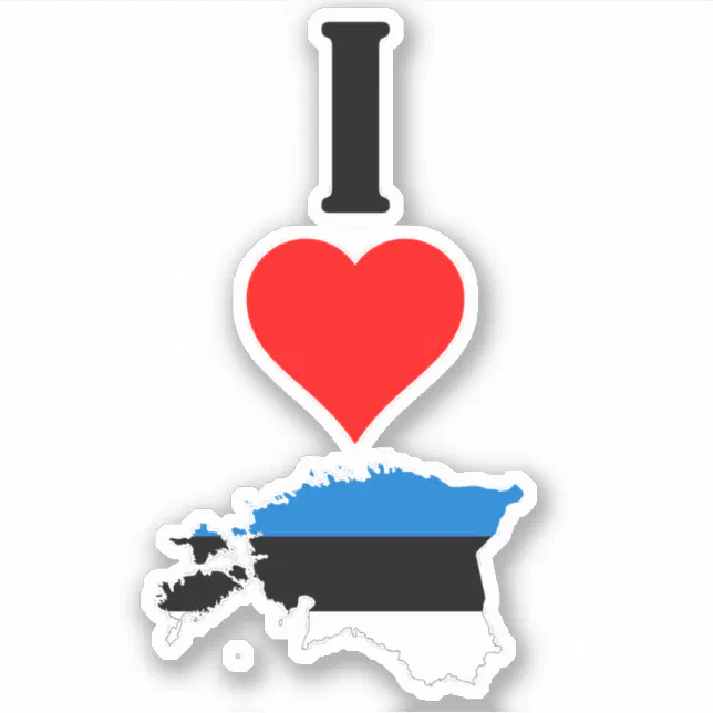 Vertical I Love Estonia Estonian Map and Flag Sticker | Zazzle