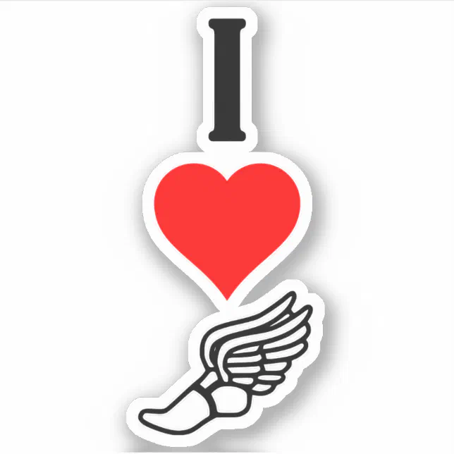Vertical I Love Track and Field I Heart Running Sticker | Zazzle