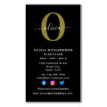 Vertical Monogram Script Name Black White Gold Business Card Magnet ...