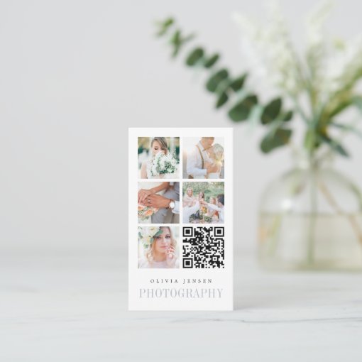 Vertical Photo Collage | Photographer QR Code Business Card | Zazzle