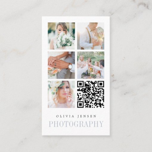 Vertical Photo Collage | Photographer QR Code Business Card | Zazzle