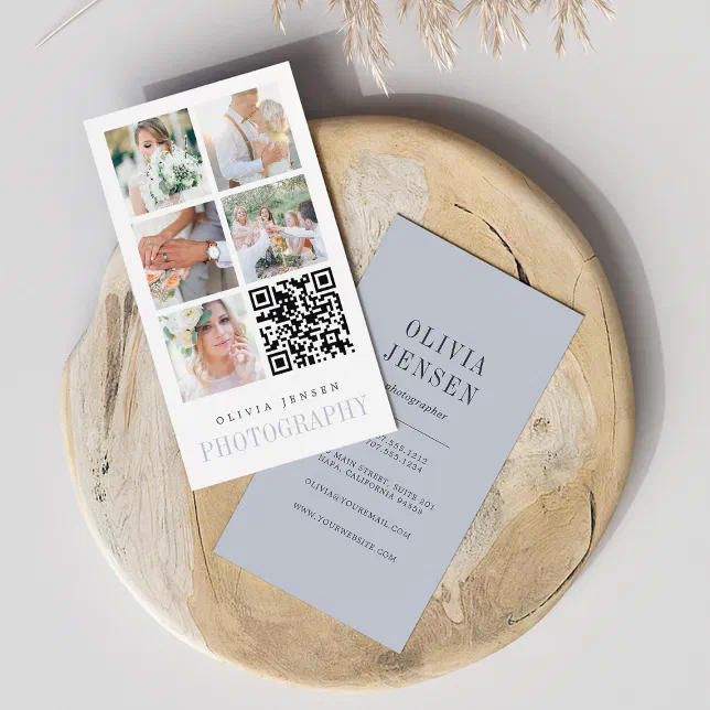 Vertical Photo Collage | Photographer QR Code Business Card | Zazzle