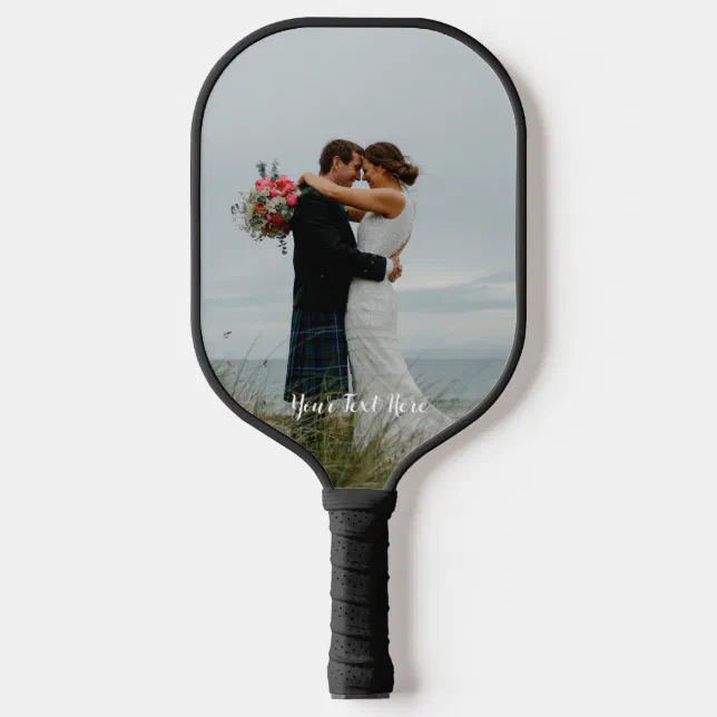 Vertical Photo Trendy Custom Text Pickleball Paddle | Zazzle