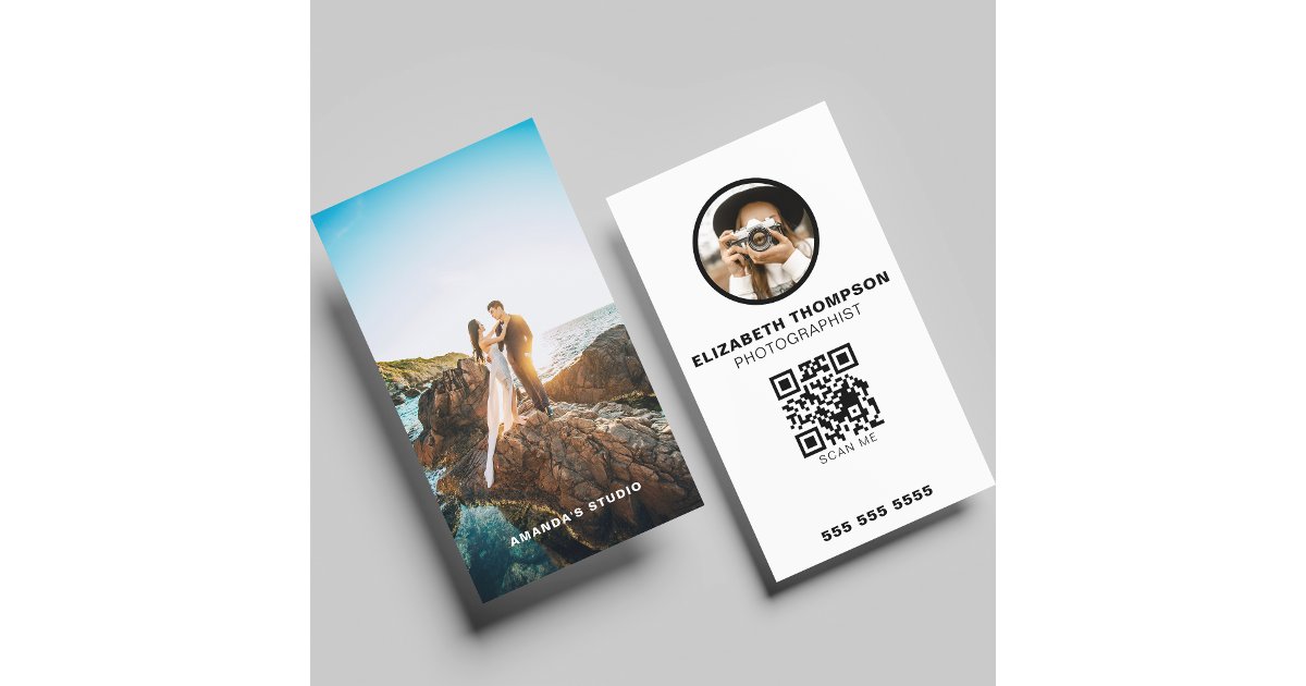 Vertical Photography Business Cards With QR Code | Zazzle