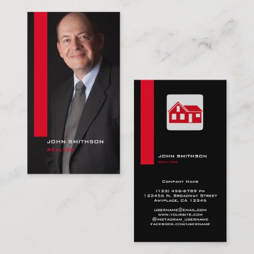Vertical Portrait Realtor Business Card | Zazzle