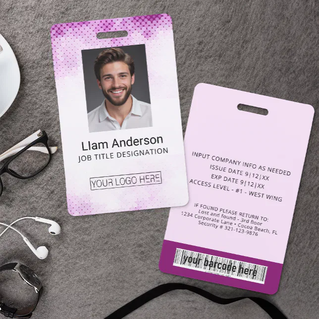 Vertical Purple Gradient Employee ID Badge | Zazzle
