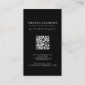 Vertical QR Code Black Floral Elegant Professional Business Card | Zazzle