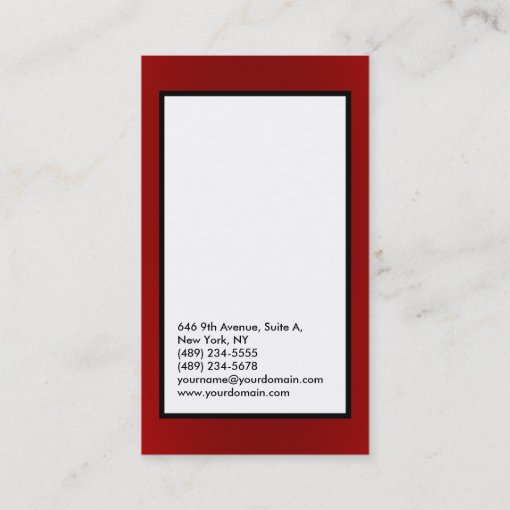 Vertical red border white black plain manager business card | Zazzle