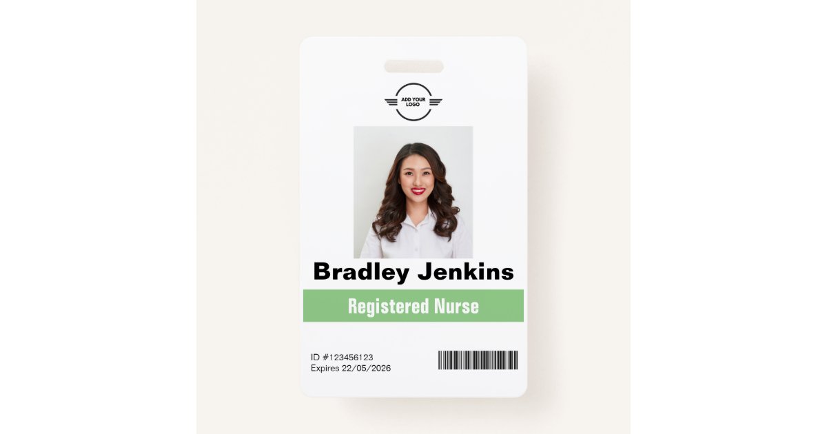 Vertical Registered Nurse RN Name Logo photo badge | Zazzle