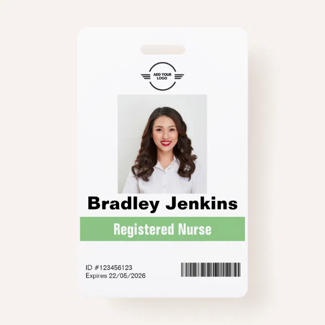 Vertical Registered Nurse RN Name Logo photo badge | Zazzle