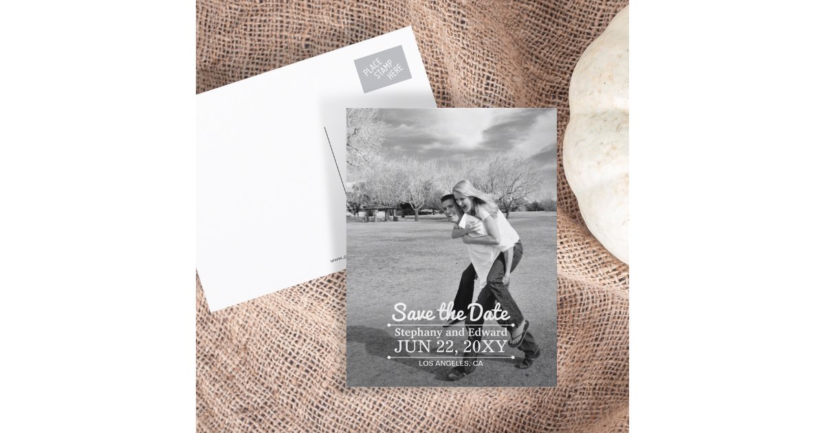 Vertical Save the Date Custom Photo Postcard | Zazzle