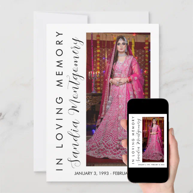 Vertical Script In Loving Memory funeral program | Zazzle