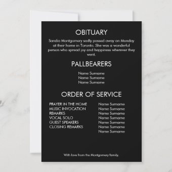Vertical Script In Loving Memory funeral program | Zazzle