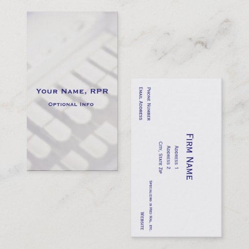 Vertical Steno Machine Keys Court Reporter Business Card | Zazzle