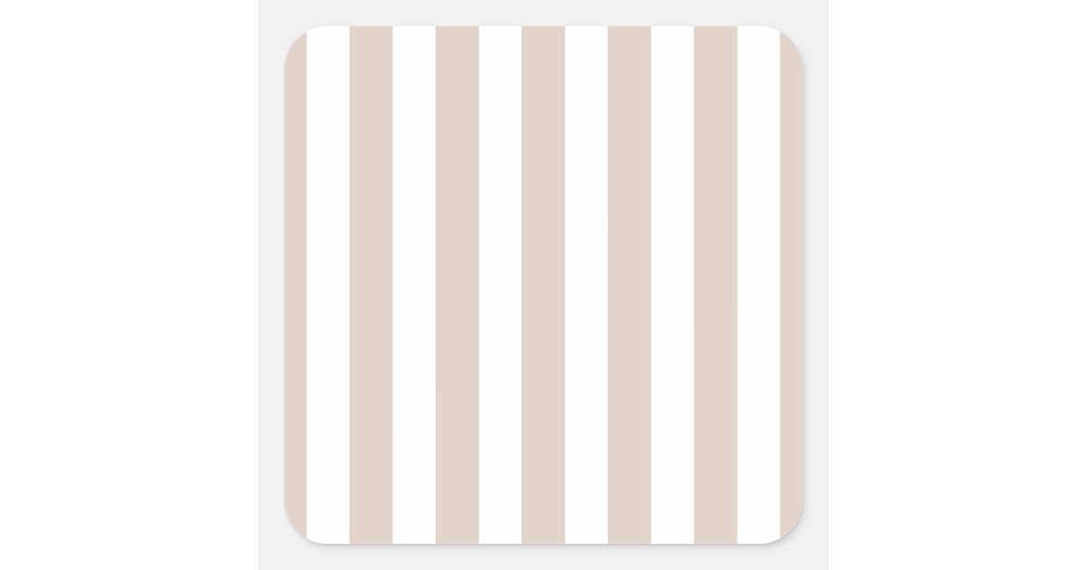 Vertical Stripes Beige And White Striped Square Sticker | Zazzle