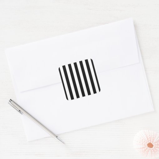 Vertical Stripes Black And White Striped Square Sticker | Zazzle