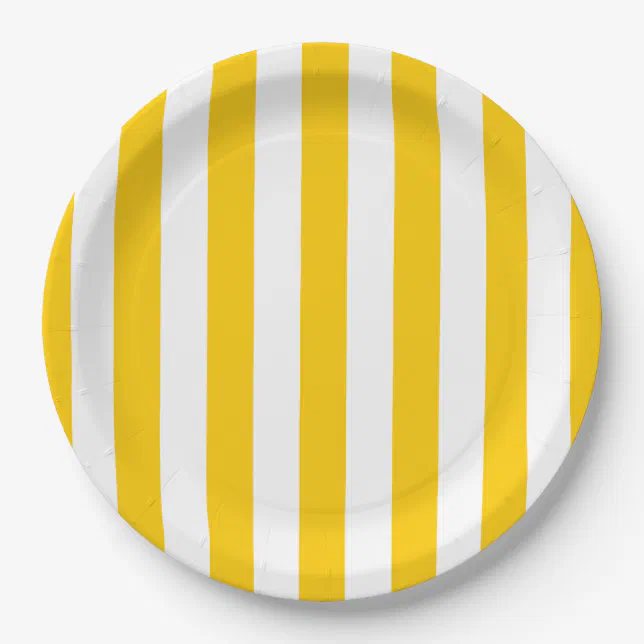 Vertical Stripes Yellow And White Striped Paper Plates | Zazzle