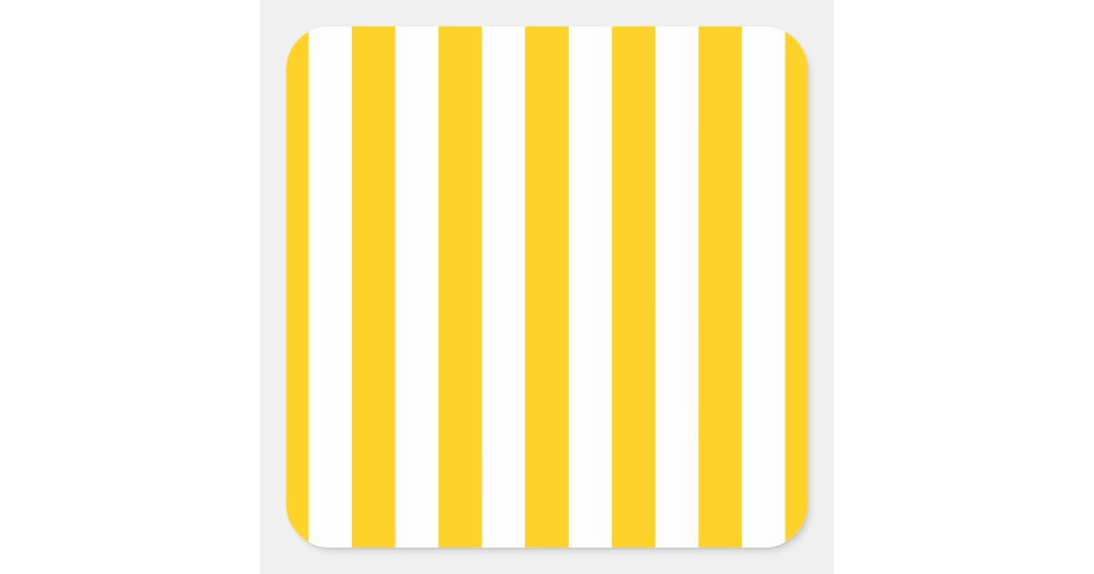 Vertical Stripes Yellow And White Striped Square Sticker | Zazzle