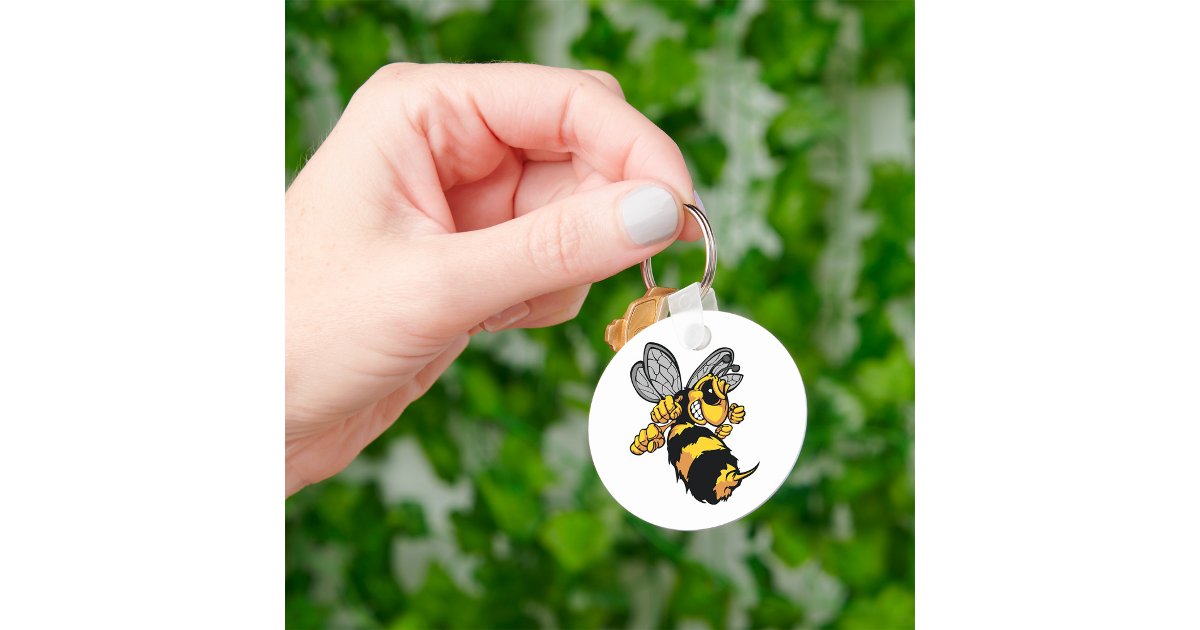 Very Angry Bee Keychain | Zazzle