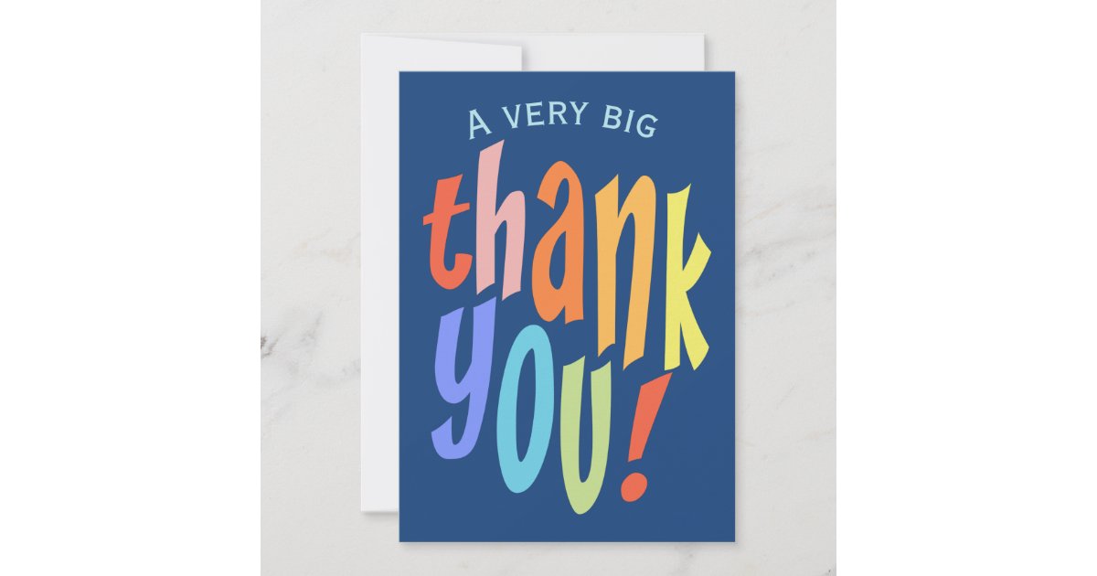 Very Big Thank You Colorful Party Thank You Card | Zazzle