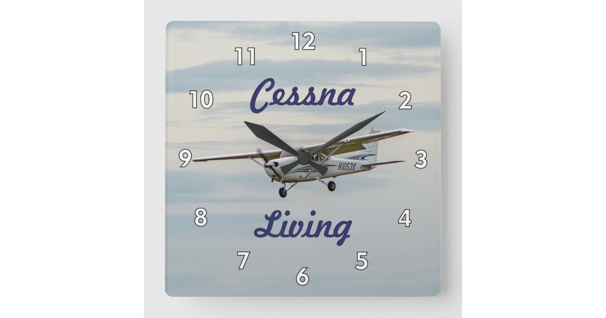 Very Cool Cessna Living Airplane Square Wall Clock | Zazzle