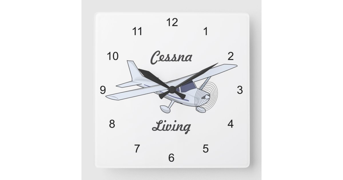 Very Cool Cessna Living Airplane Square Wall Clock | Zazzle