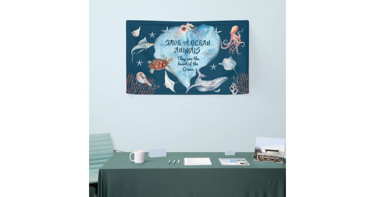 Very Cute Ocean Animals With Description Banner | Zazzle