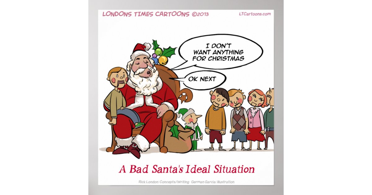 Very Mean Santa Funny Poster | Zazzle
