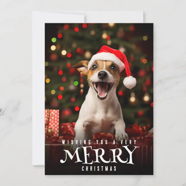 Very Merry Christmas Jack Russel Terrier Dog Holiday Card | Zazzle