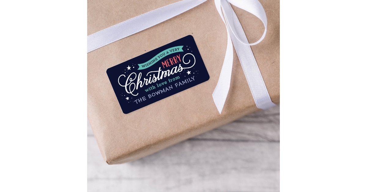 Very Merry Christmas Script Holiday Gift Label | Zazzle