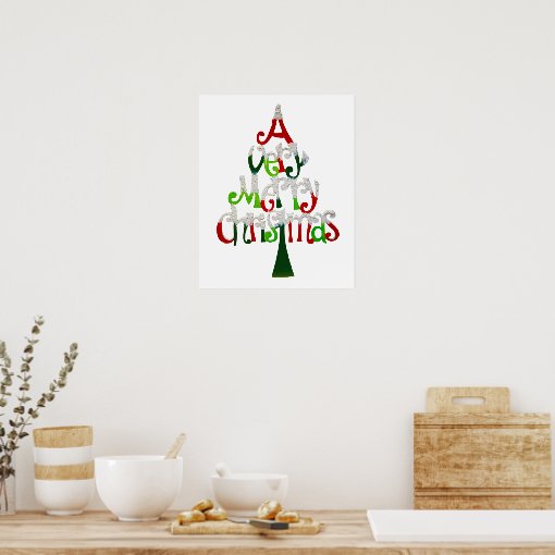 Very Merry Christmas Tree Poster | Zazzle