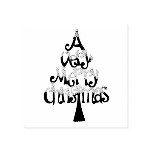 Very Merry Christmas Tree Rubber Stamp | Zazzle
