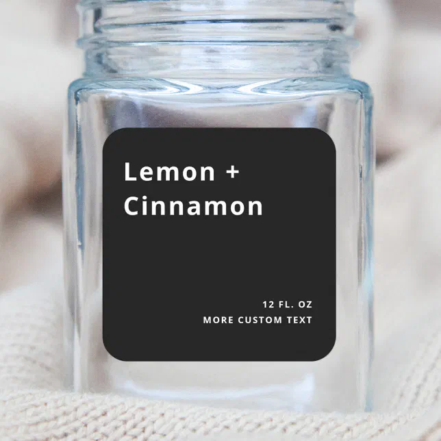 Very minimal square black product labels | Zazzle