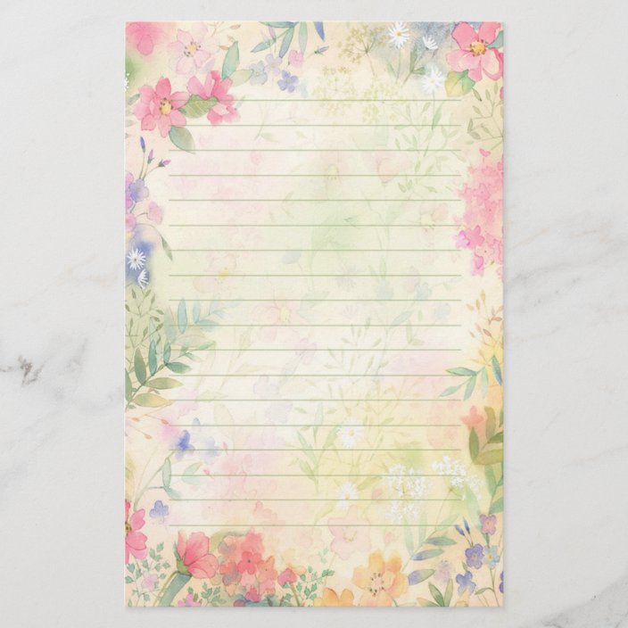 Very Pretty floral Lined Stationery Paper | Zazzle.com