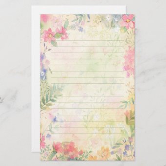 Very Pretty floral Lined Stationery Paper | Zazzle