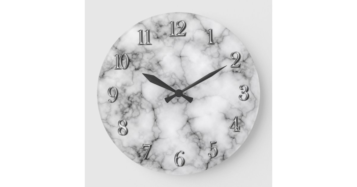 Very realistic White Marble Pattern Large Clock | Zazzle