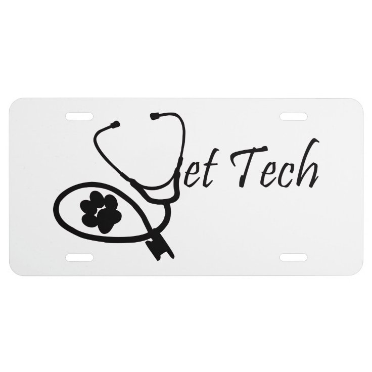 vet tech license plate | Zazzle