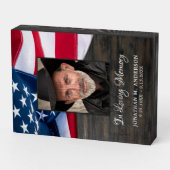 Veteran Memorial Military Photo USA American Flag Wooden Box Sign | Zazzle