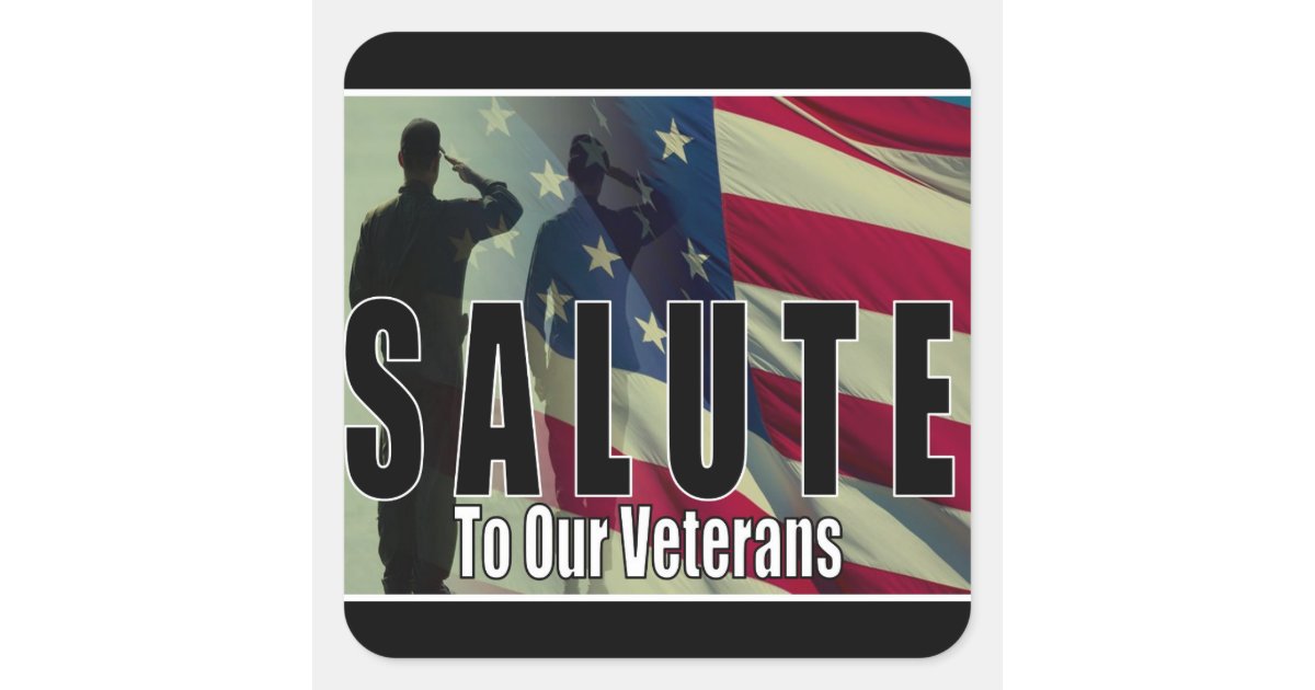 Veteran Salute Square Sticker | Zazzle