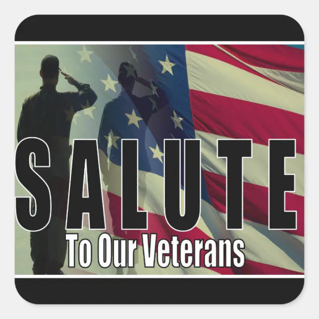 Veteran Salute Square Sticker | Zazzle