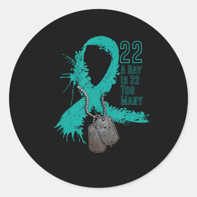 Veteran Suicide Awareness Ribbon 22 A Day Is 22 To Classic Round ...