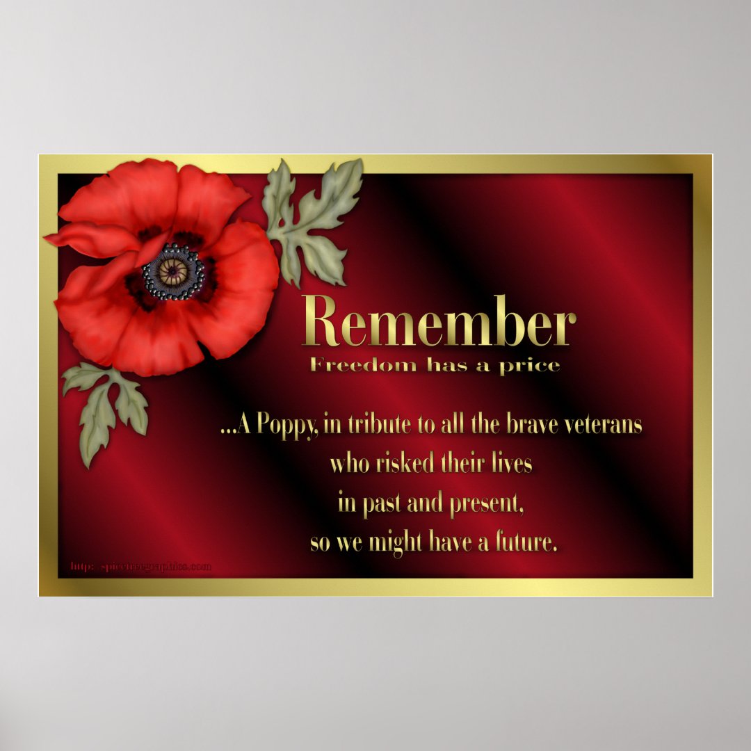 Veteran Tribute with red poppy Poster | Zazzle
