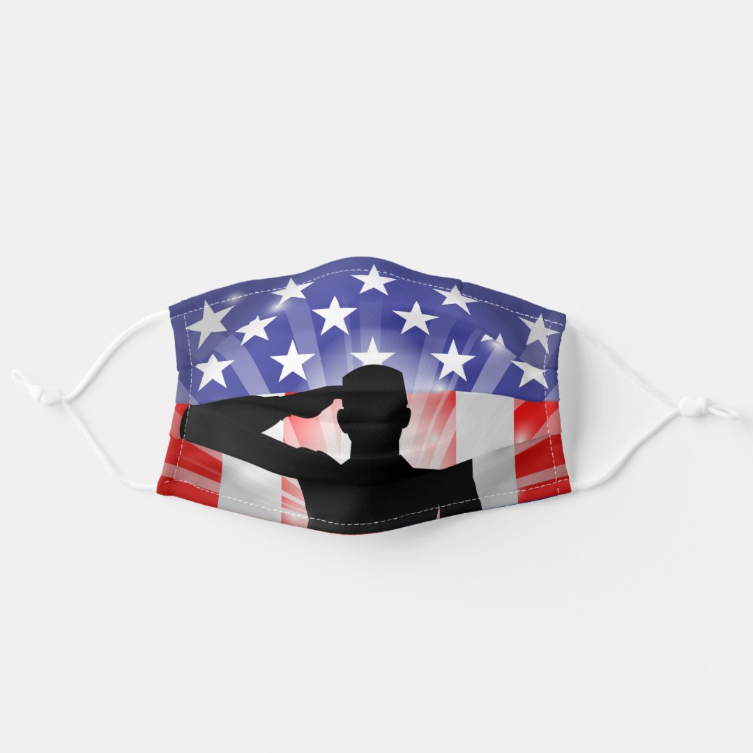 Veteran, USA, Salute, Soldier, Flag, Army Adult Cloth Face Mask | Zazzle