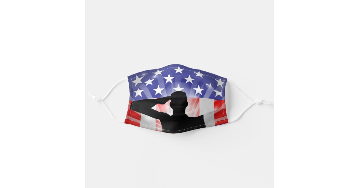 Veteran, USA, Salute, Soldier, Flag, Army Adult Cloth Face Mask | Zazzle